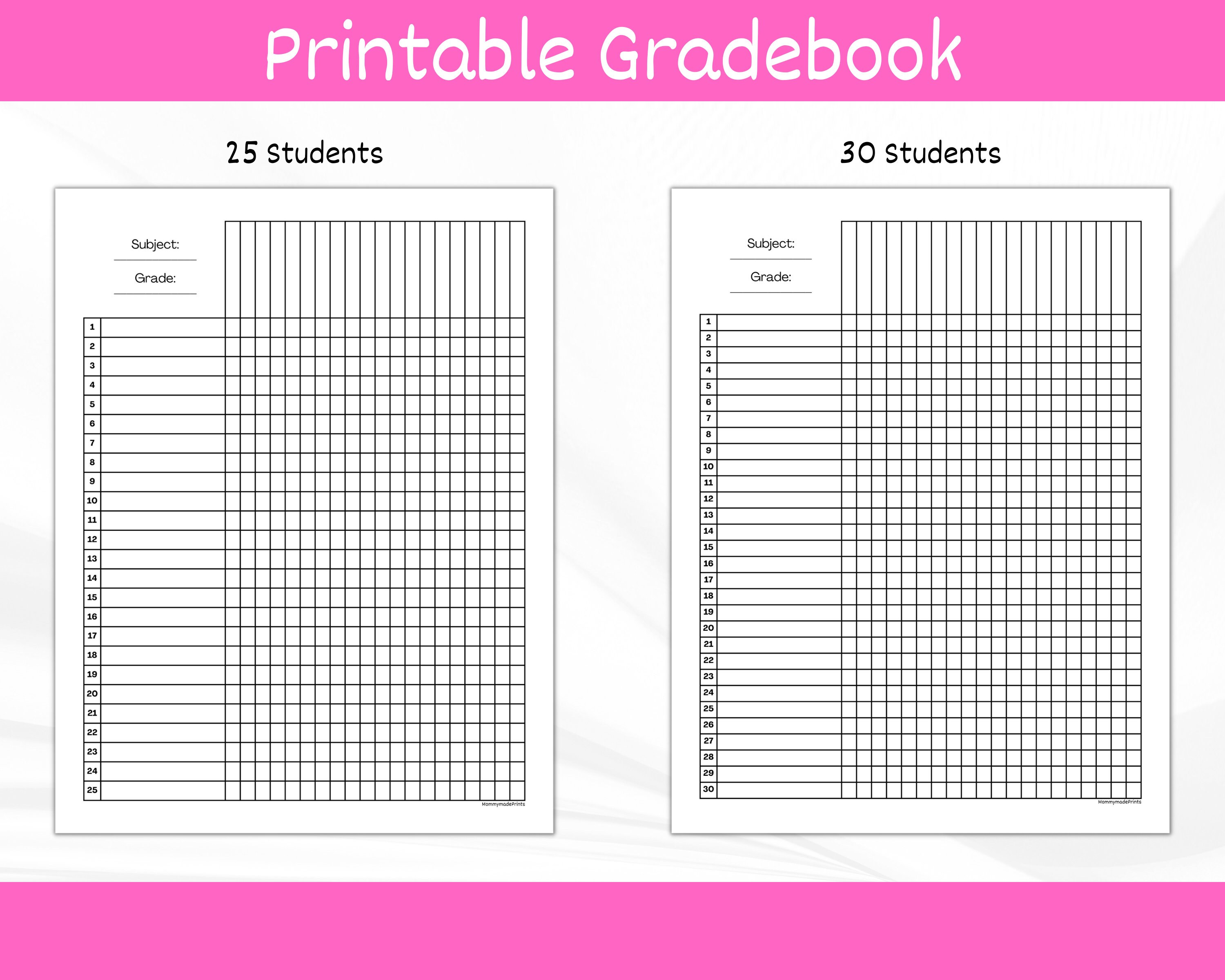 Teacher Gradebook Printable. Teacher Planner. Grade Tracker. Student ...