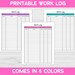 Monthly Work Log Printable. Time Log. Task Log. Working Hours - Etsy