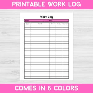 Monthly Work Log Printable. Time Log. Task Log. Working Hours - Etsy