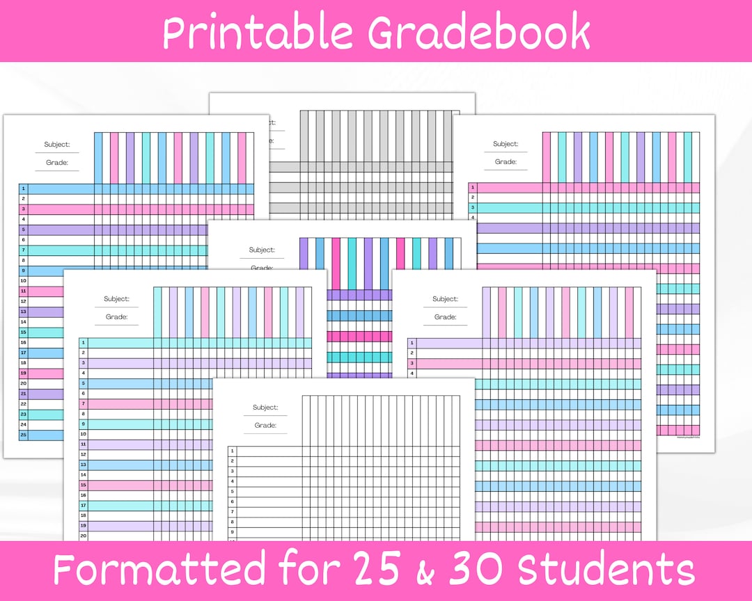 Teacher Gradebook Pastel Printable. Teacher Planner. Grade - Etsy