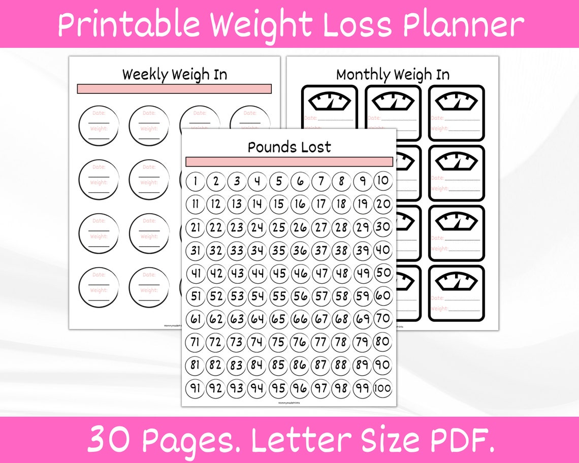 Weight Loss Planner Printable. Weight Loss Tracker. Weight - Etsy