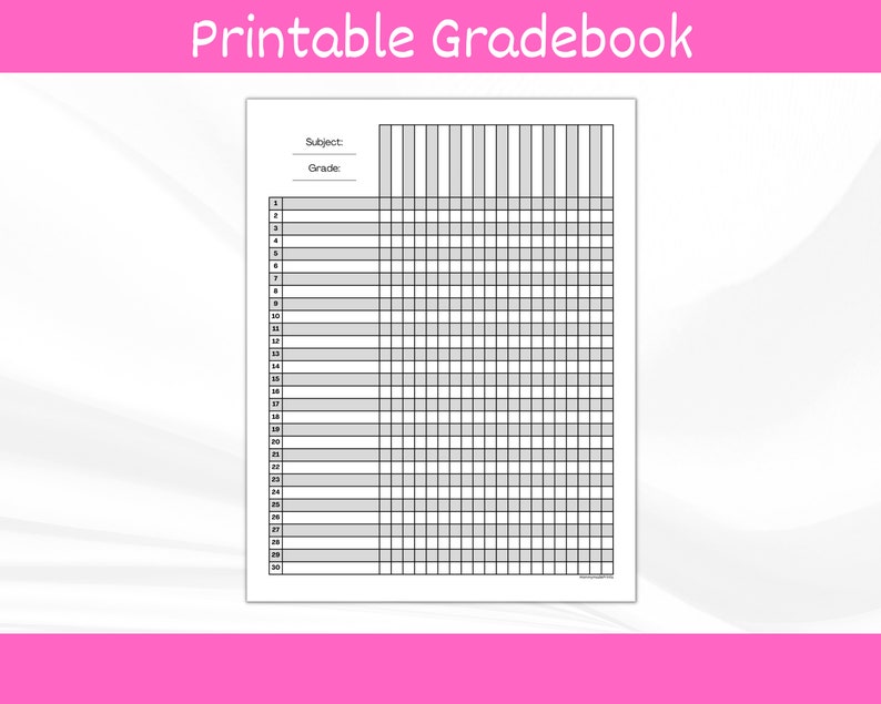 Teacher Gradebook Printable. Teacher Planner. Grade Tracker. Student ...