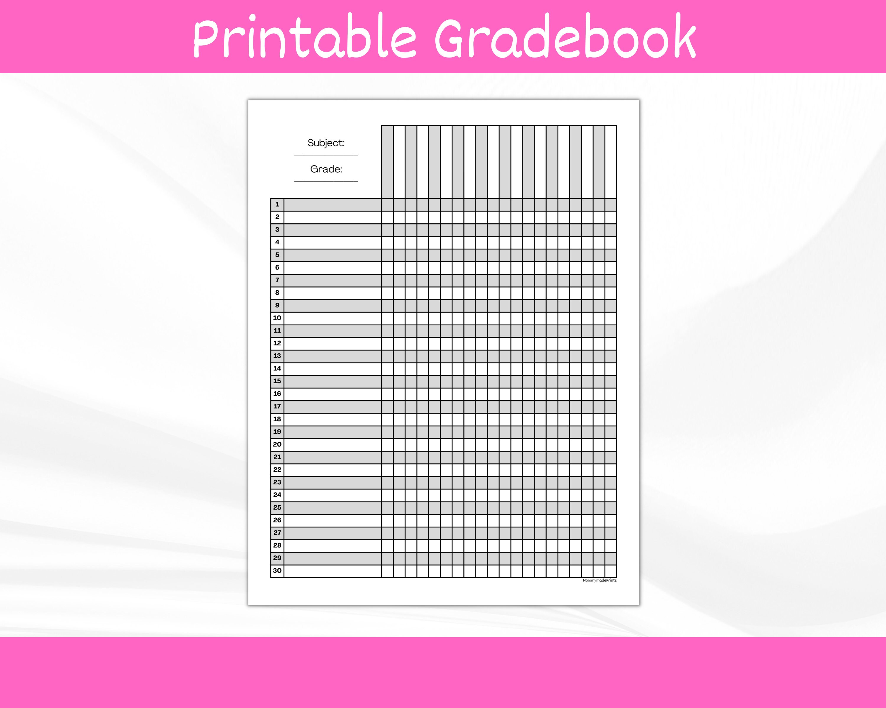 Teacher Gradebook Printable. Teacher Planner. Grade Tracker. Student ...