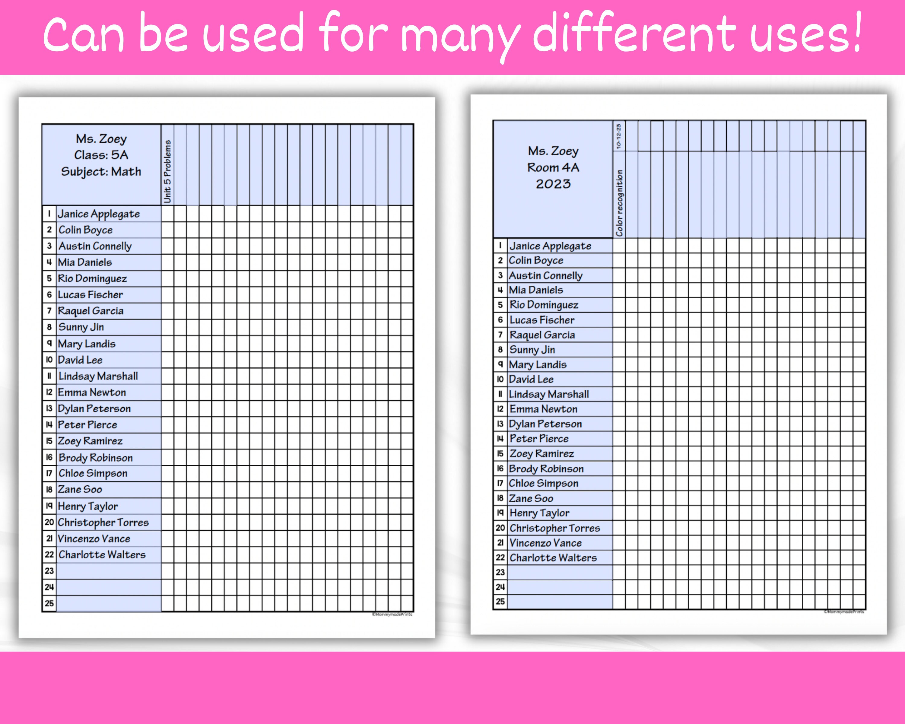 Editable Class List Set Printable. Teacher Gradebook. Teacher Planner ...