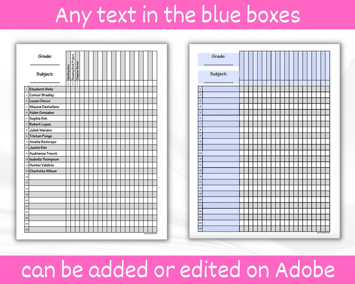 Editable Teacher Gradebook Printable. Teacher Planner. Grade - Etsy ...