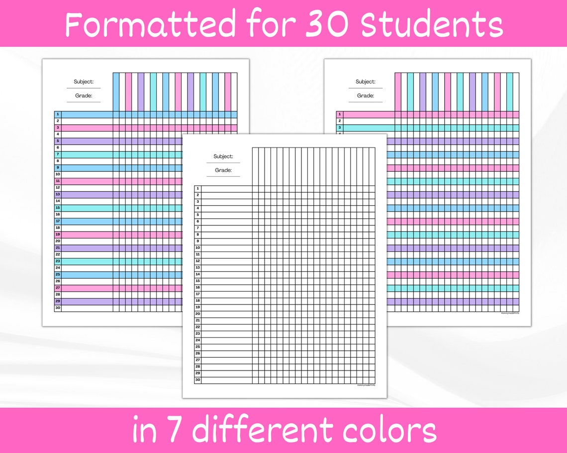 Teacher Gradebook Pastel Printable. Teacher Planner. Grade Tracker ...