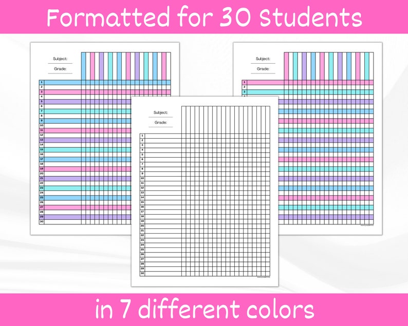 Teacher Gradebook Pastel Printable. Teacher Planner. Grade Tracker ...