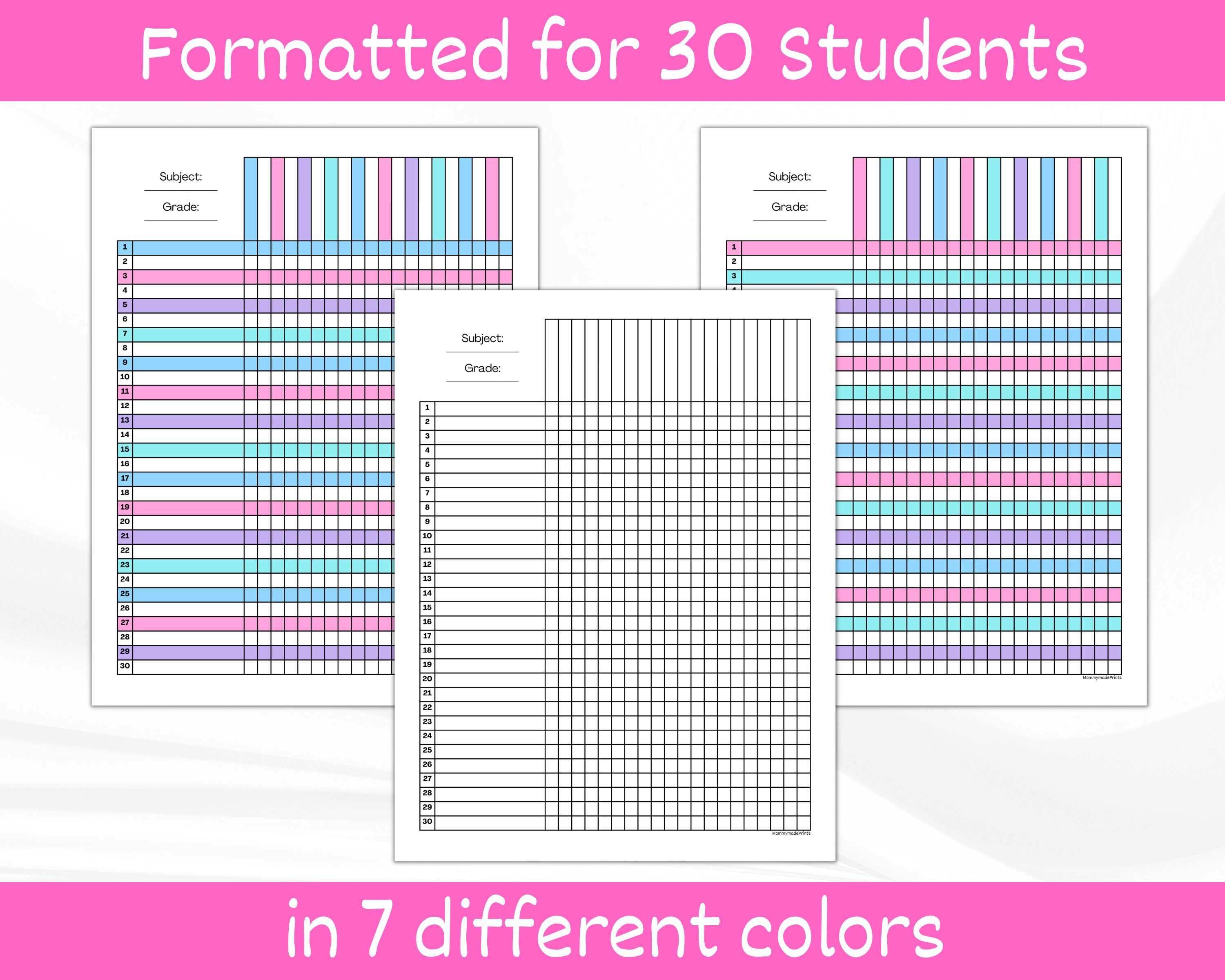 Teacher Gradebook Pastel Printable. Teacher Planner. Grade Tracker ...