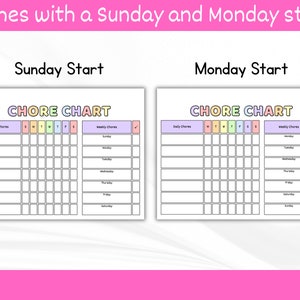 Editable Rainbow Chore Chart. Kids Daily Chore List. Daily ...