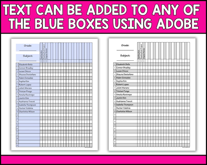 Editable Teacher Gradebook Printable. Teacher Planner. Grade Tracker ...