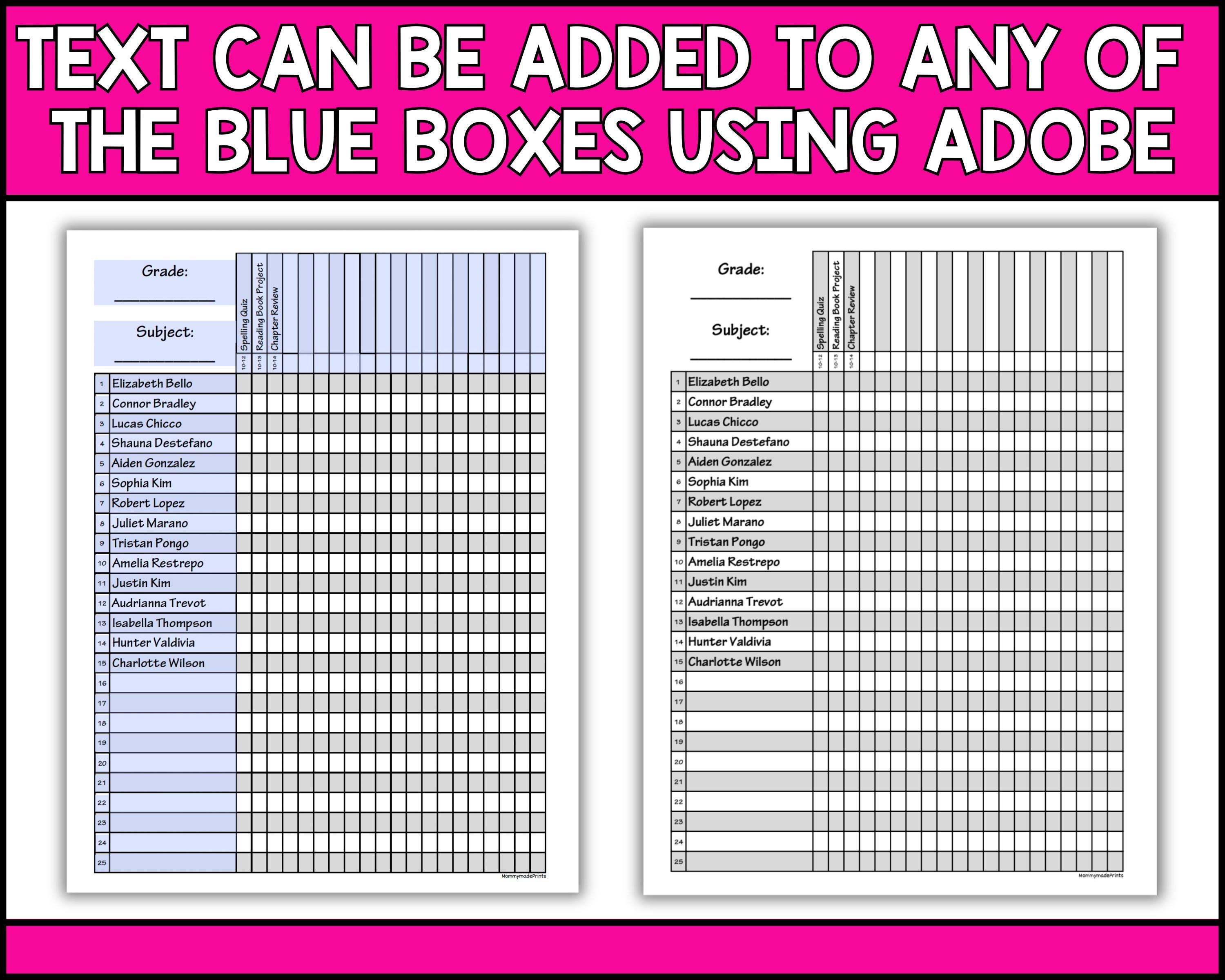 Editable Teacher Gradebook Printable. Teacher Planner. Grade Tracker ...