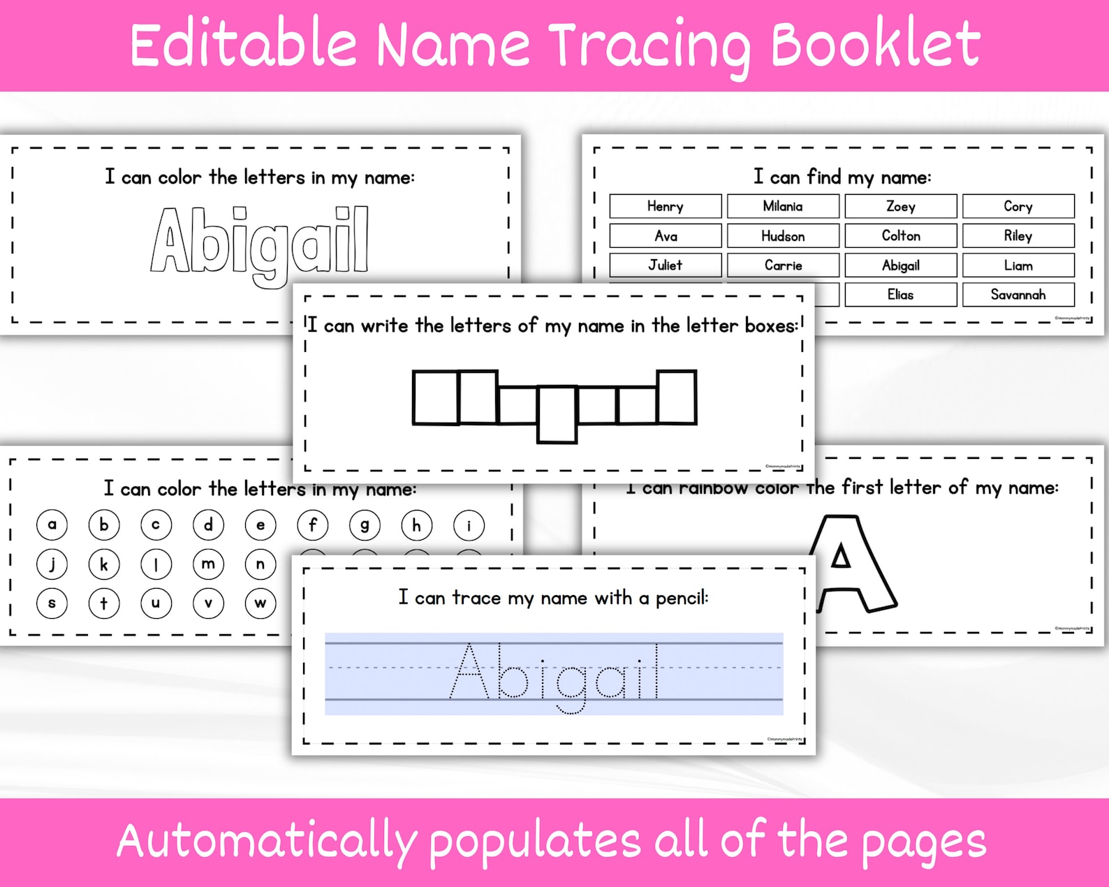 Editable Name Tracing Booklet. Custom Name Tracing Worksheets ...
