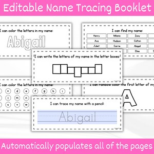 Editable Name Tracing Booklet. Custom Name Tracing Worksheets ...