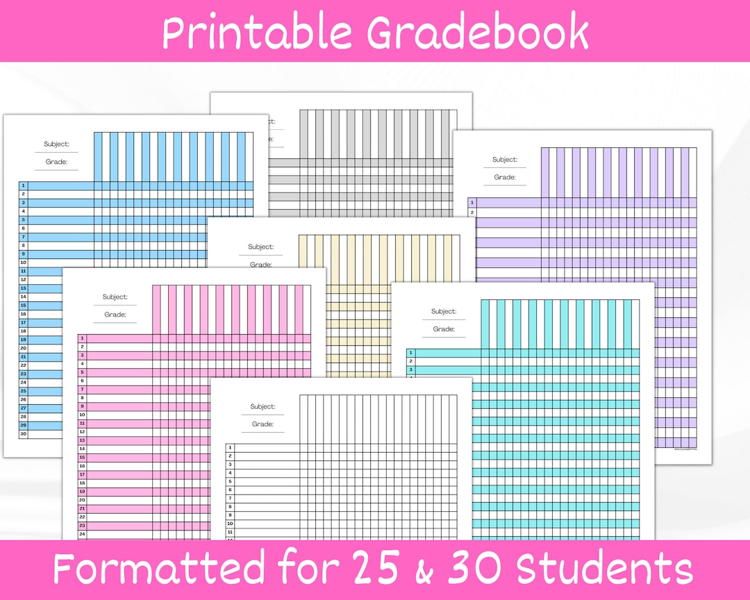 Teacher Gradebook Printable. Teacher Planner. Grade Tracker. - Etsy