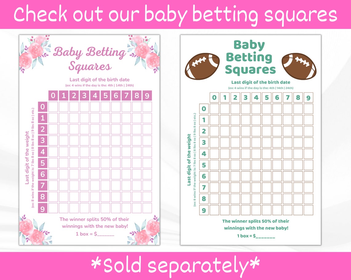 Baby Betting Squares Printable. Due Date Calendar. Baby Shower - Etsy