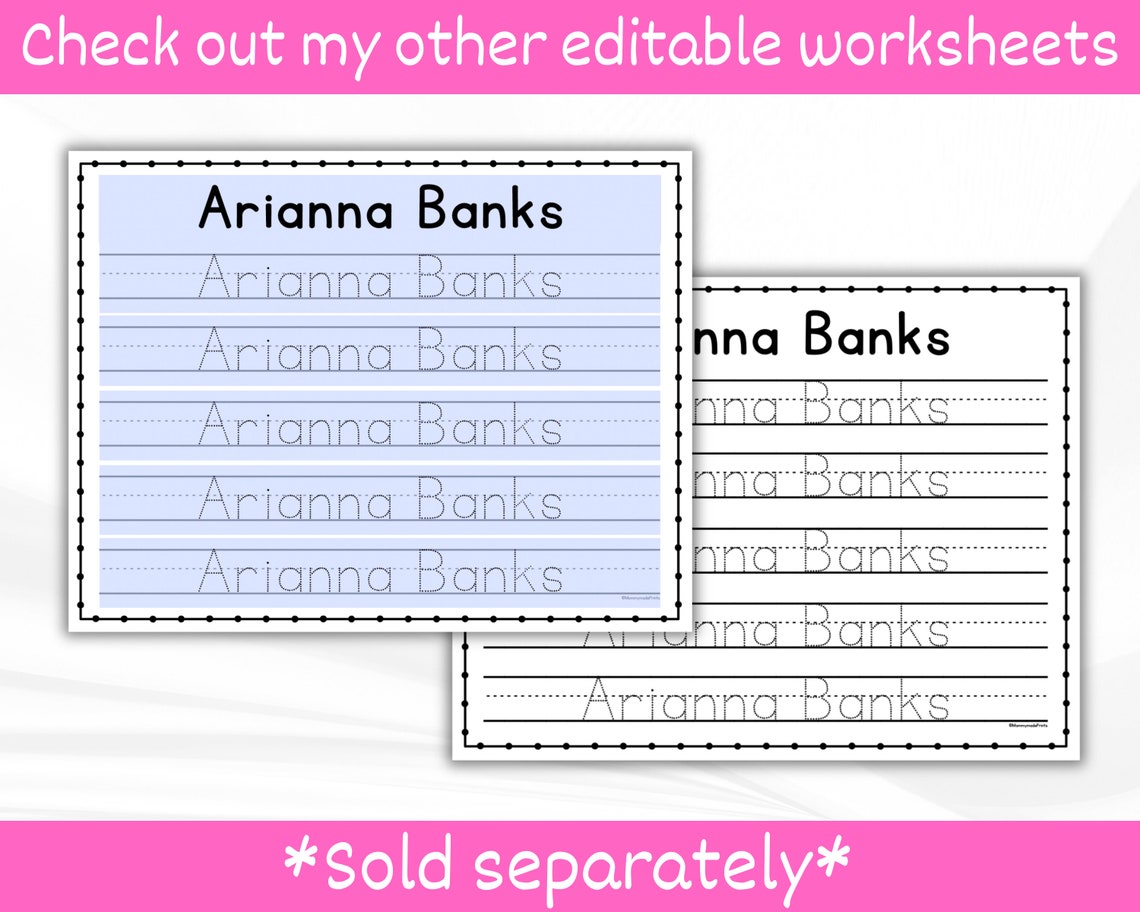 Editable Custom Name Tracing Worksheet. Handwriting Practice. I Can ...