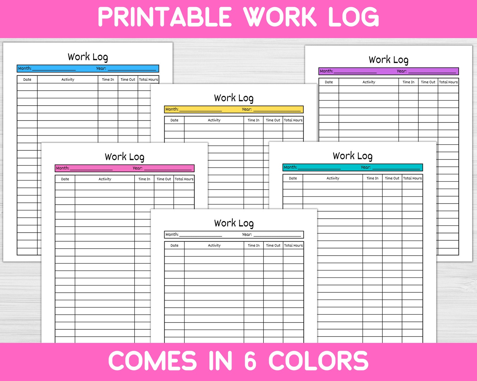 Monthly Work Log Printable. Time Log. Task Log. Working Hours - Etsy