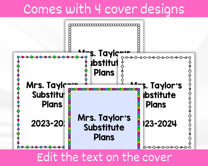 Editable Substitute Plans Binder. Substitute Teacher Report Note ...