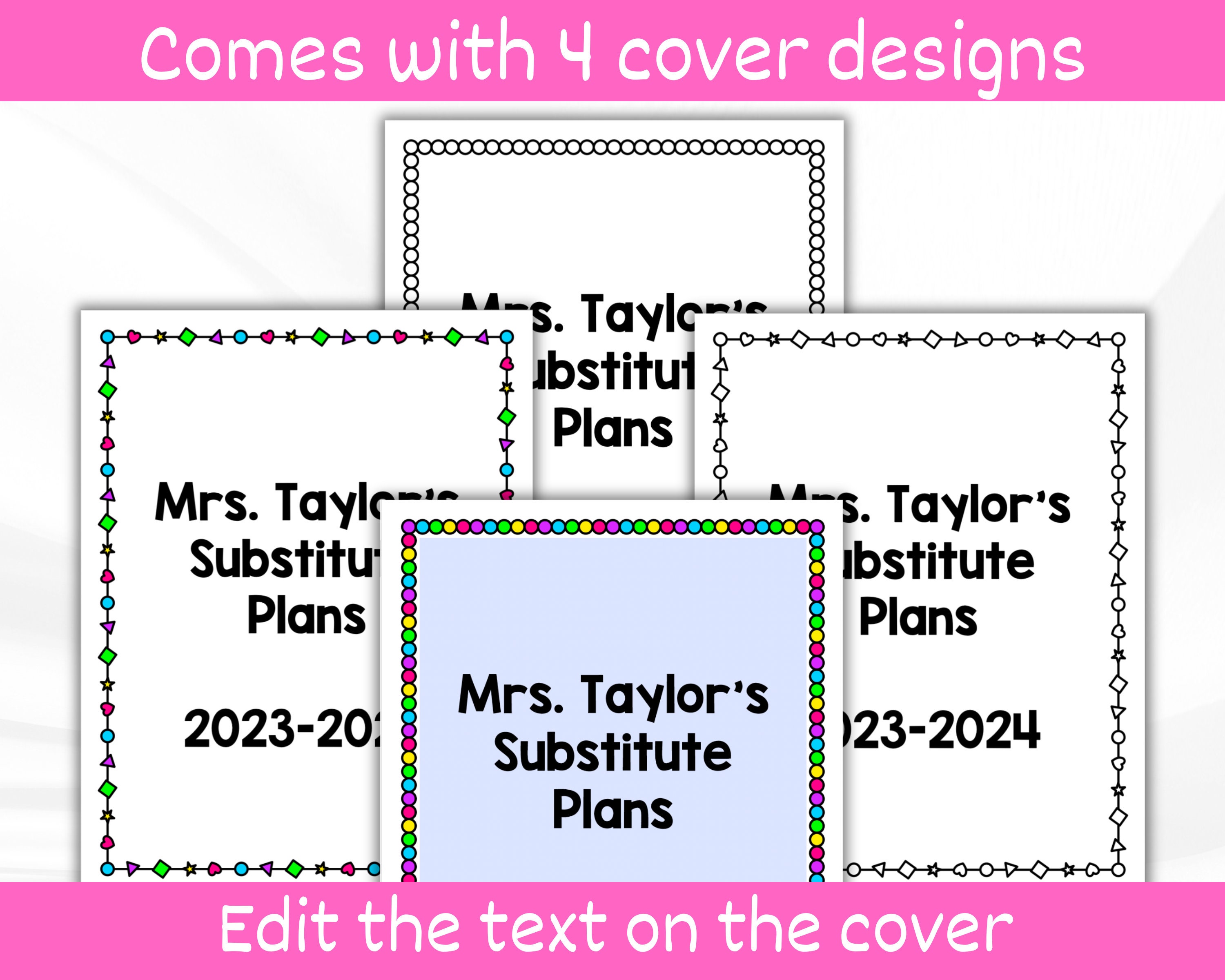 Editable Substitute Plans Binder. Substitute Teacher Report Note ...