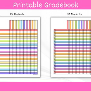 Teacher Gradebook Rainbow Printable. Teacher Planner. Grade Tracker ...