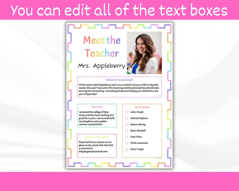 Editable Meet the Teacher Template, Teacher Newsletter, Teacher ...