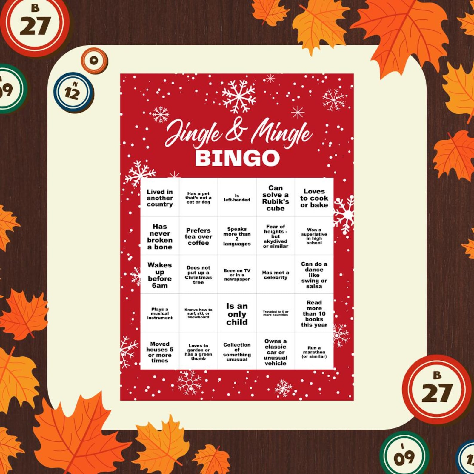 Jingle Mingle Bingo, Team Building Game, Mingle Bingo, Christmas Mingle ...