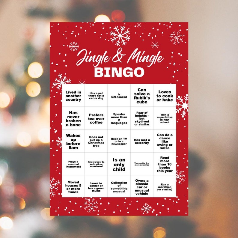 Jingle Mingle Bingo, Team Building Game, Mingle Bingo, Christmas Mingle ...