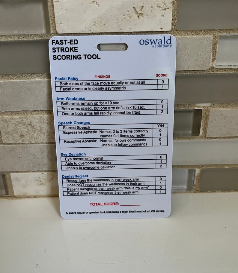 FAST-ED Stroke Badge Buddy, Paramedic, Nurse, Doctor, EMS, Scoring Tool ...