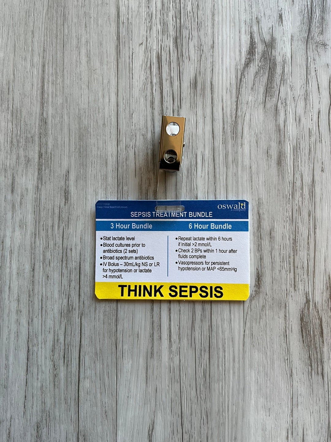 SEPSIS Badge Buddy for Nurses, In-hospital, Emergency Care, Paramedic ...