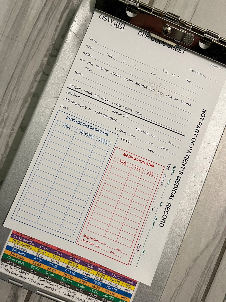 EMS CPR Code Sheet - Etsy