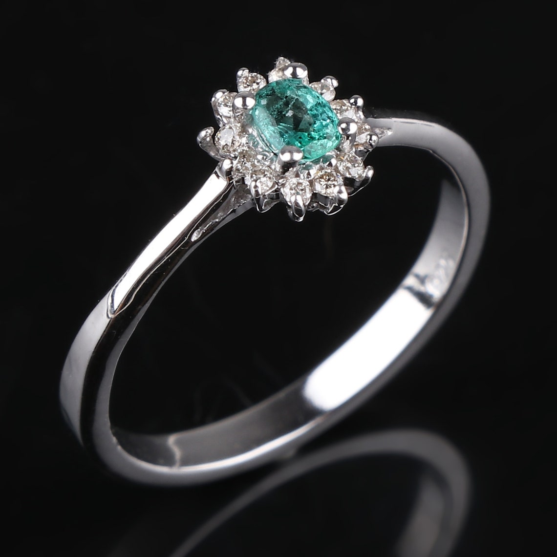 Emerald 925 Sterling Silver Diamond Ring gemstone - Etsy