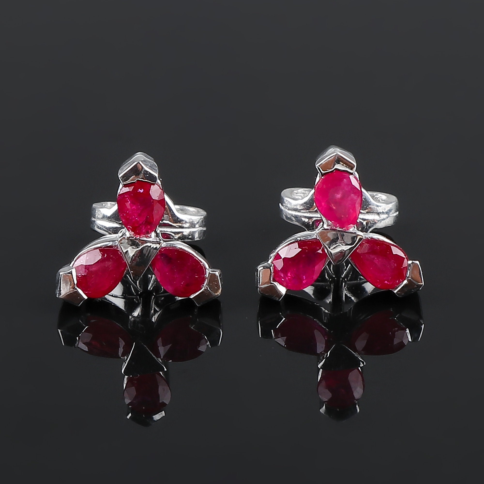 Pink Ruby 925 Sterling Silver Earrings JewelryGemstone | Etsy