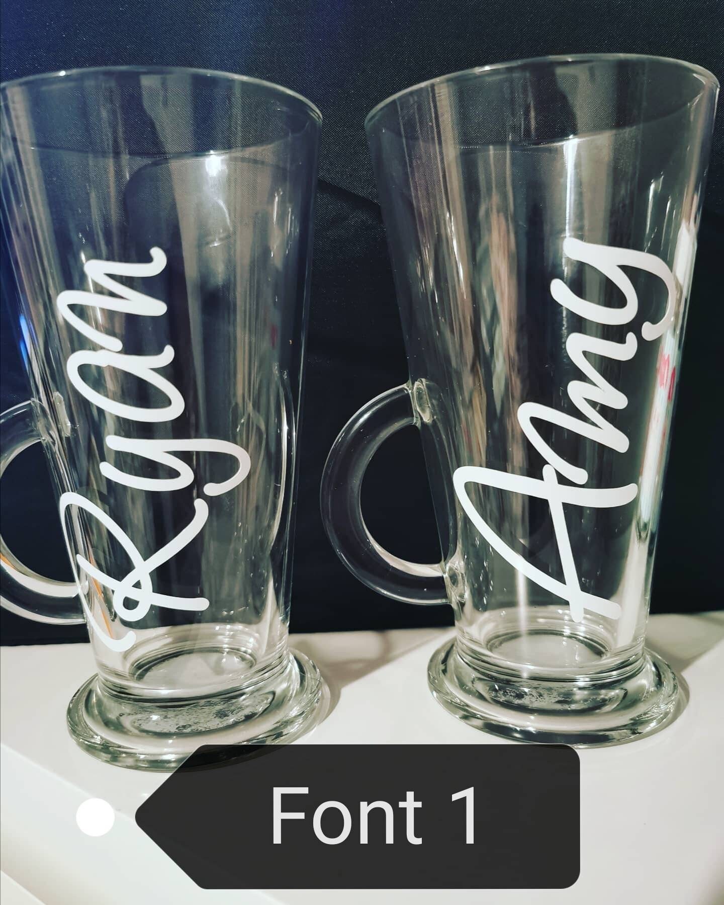 PAIR of Personalised Latte/hot Chocolate Glasses/mugs, Hot Drinks ...