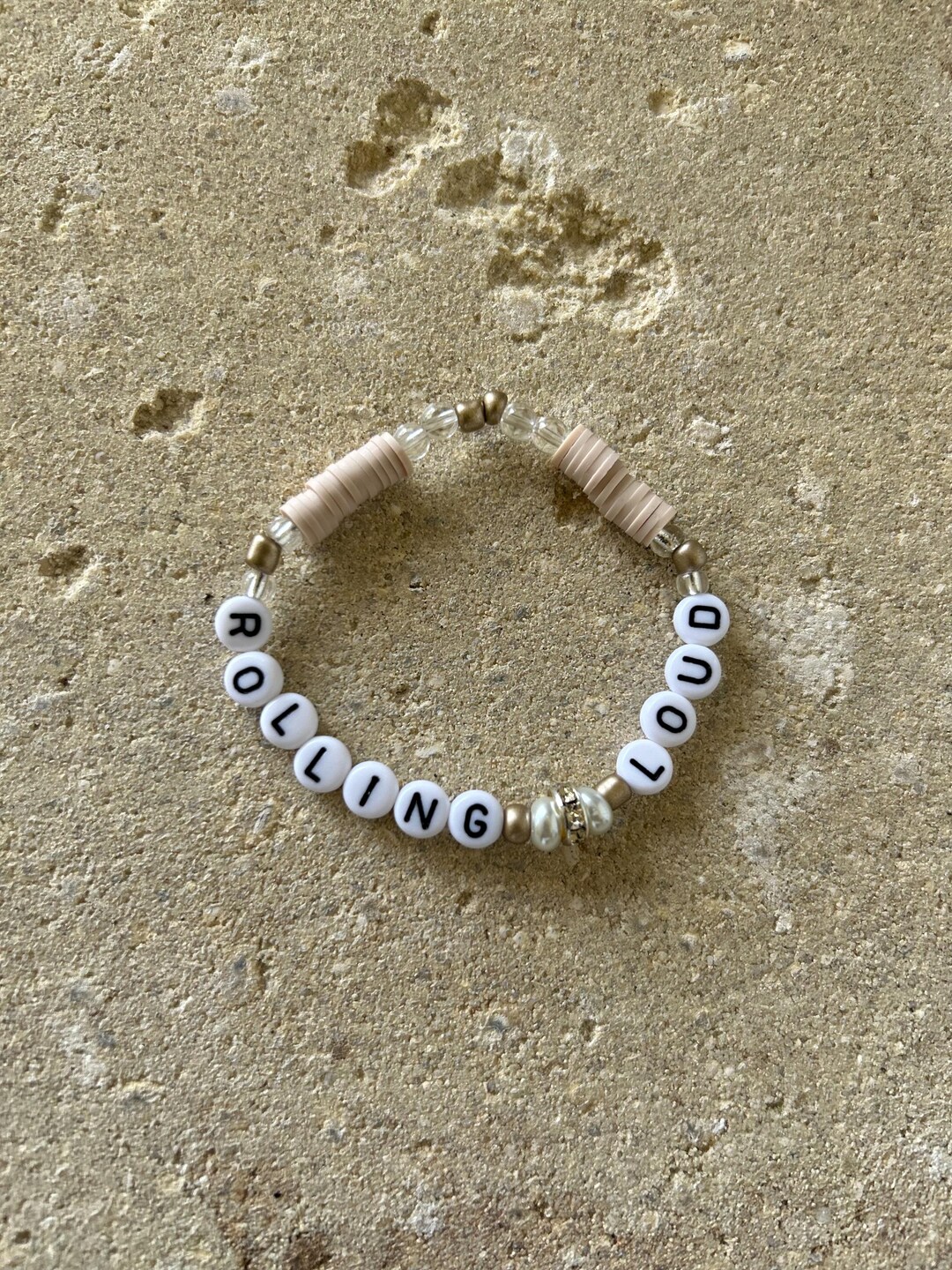 Rolling Loud Miami 2024 Festival Kandi Bracelet Gold Cream Minimalist ...