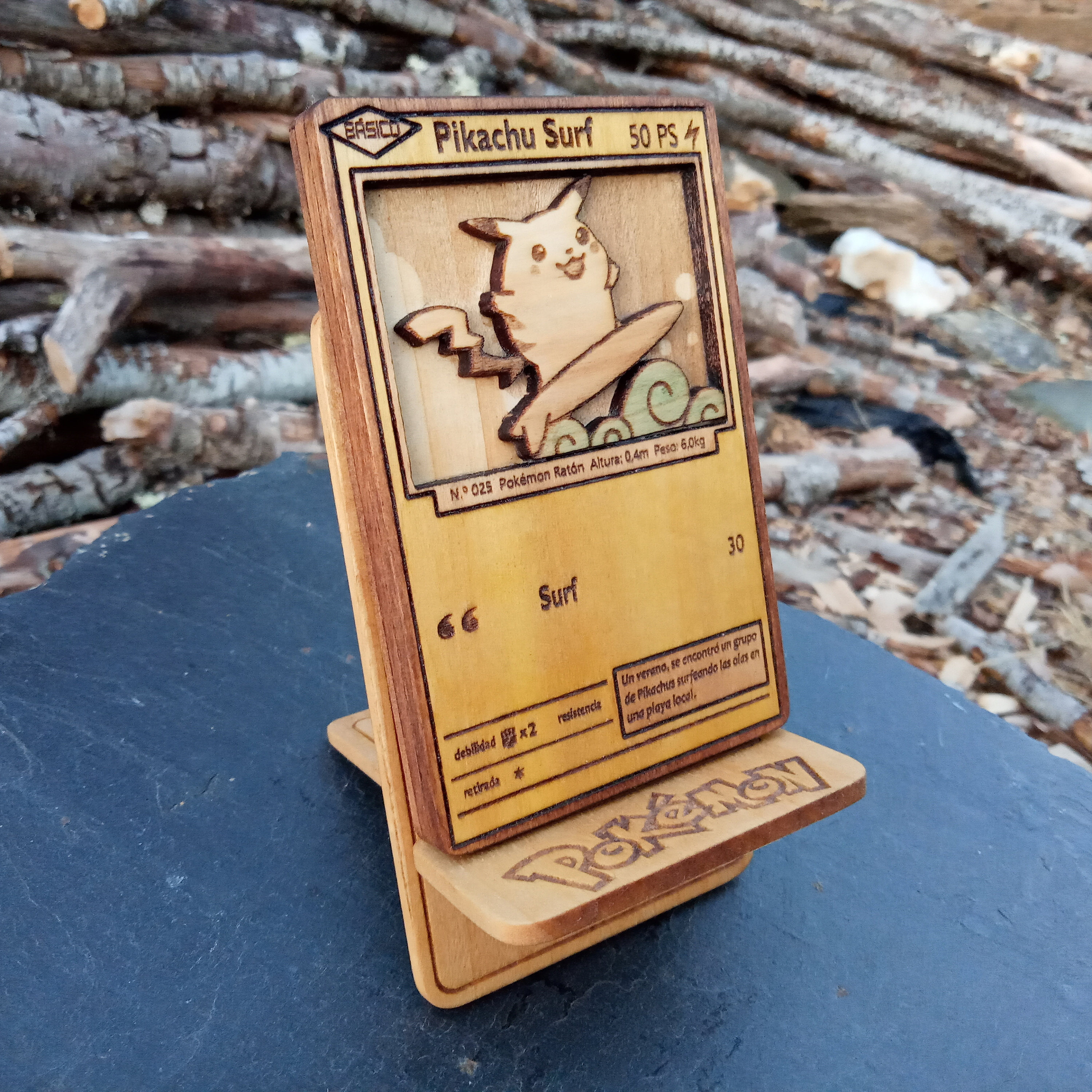 Art & Collectibles Personalized Pikachu wooden Pokemon Card WITH Stand ...