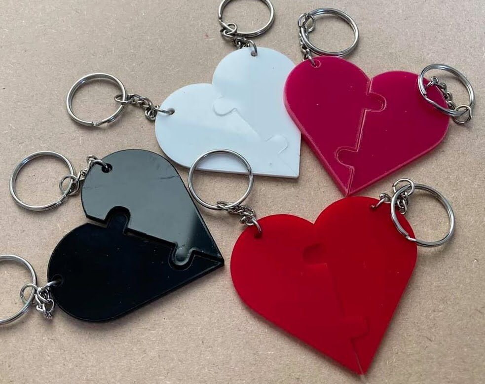 Personalised Heart Jigsaw Keyring with tassel perfect for | Etsy