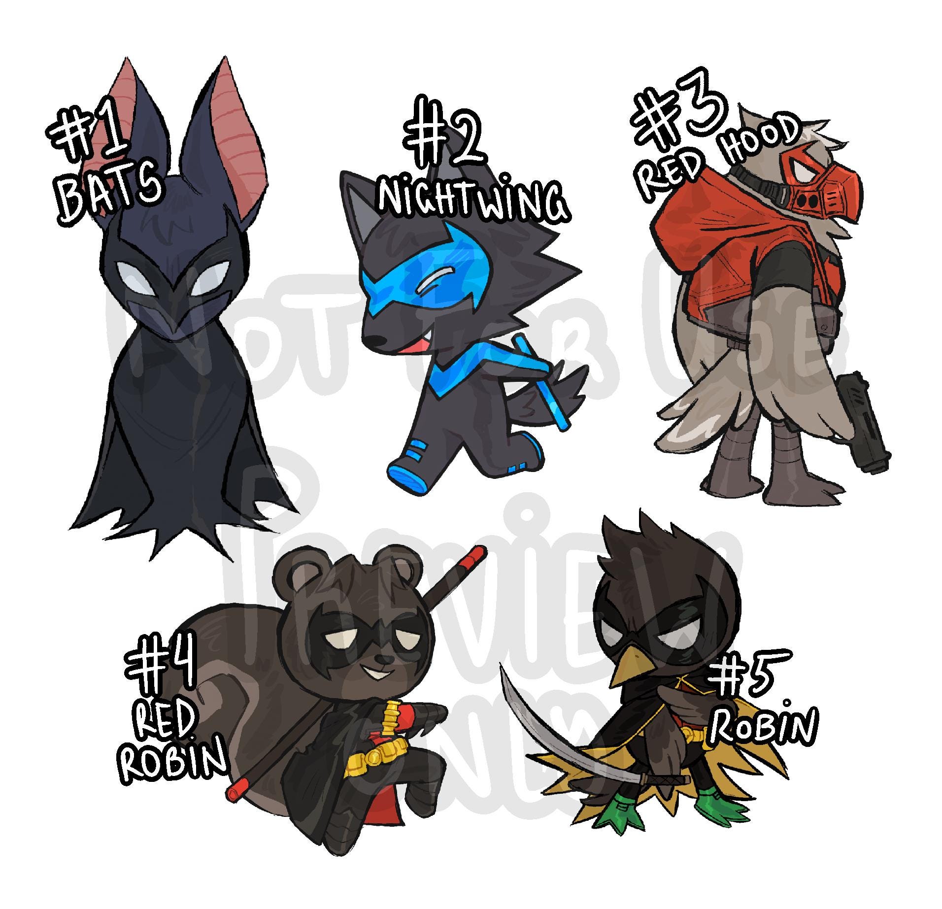 Animal Crossing Inspired Batfam Vinyl Stickers - Etsy