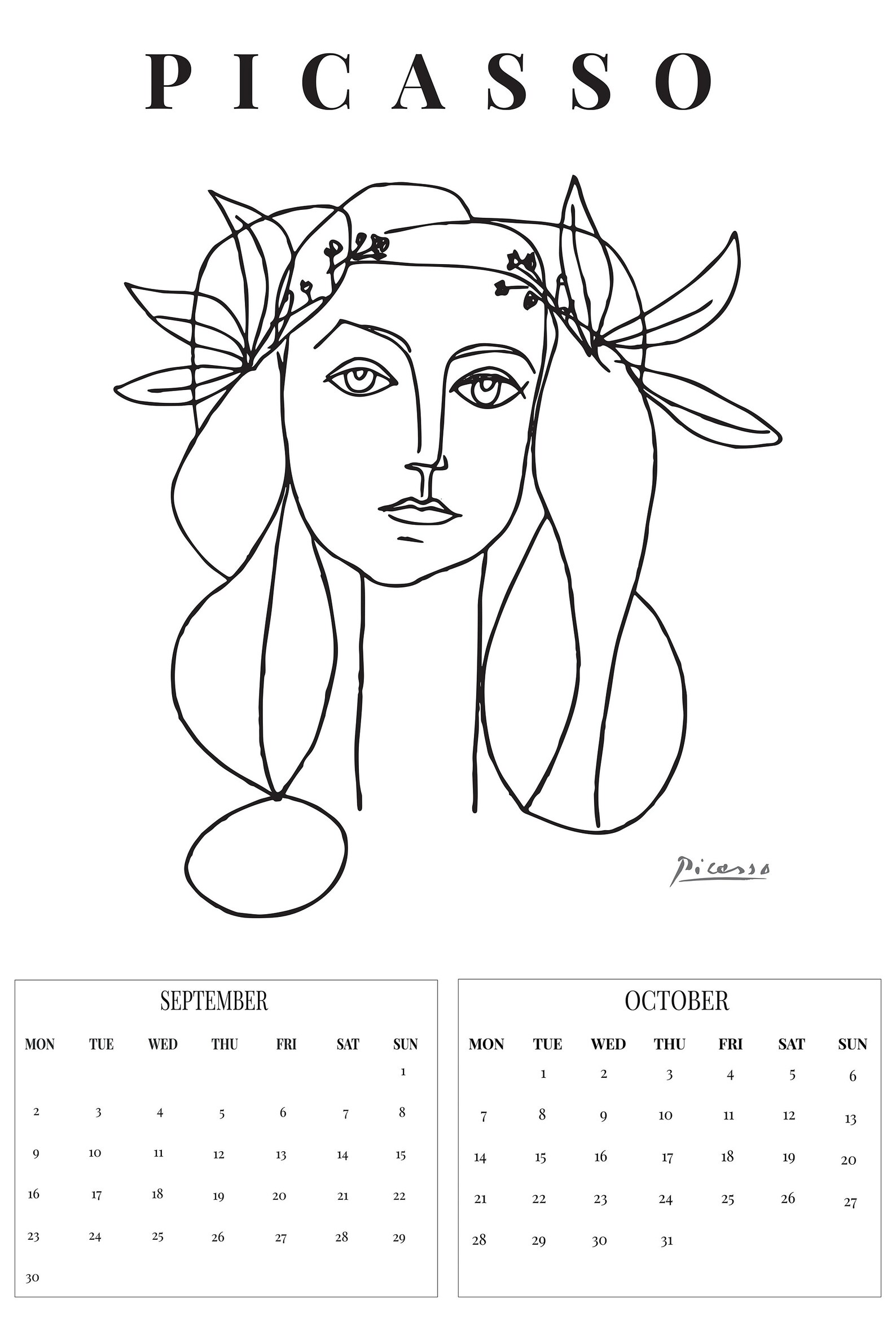 2024 Picasso Calendar, 2024 Calendar, Pablo Picasso Calendar, Picasso ...