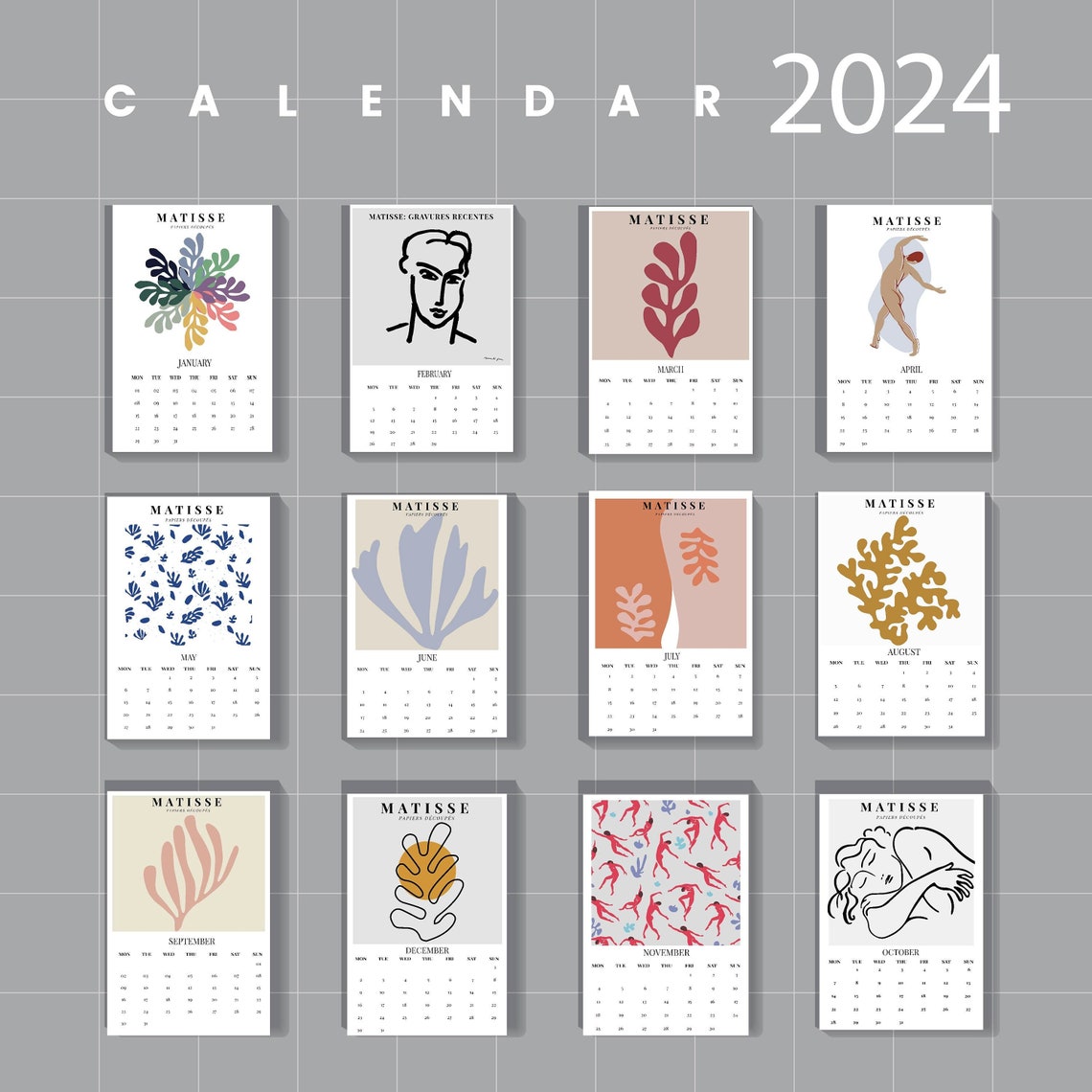 2024 Matisse Cutouts Calendar, 2024 Calendar, Henri Matisse Calendar ...