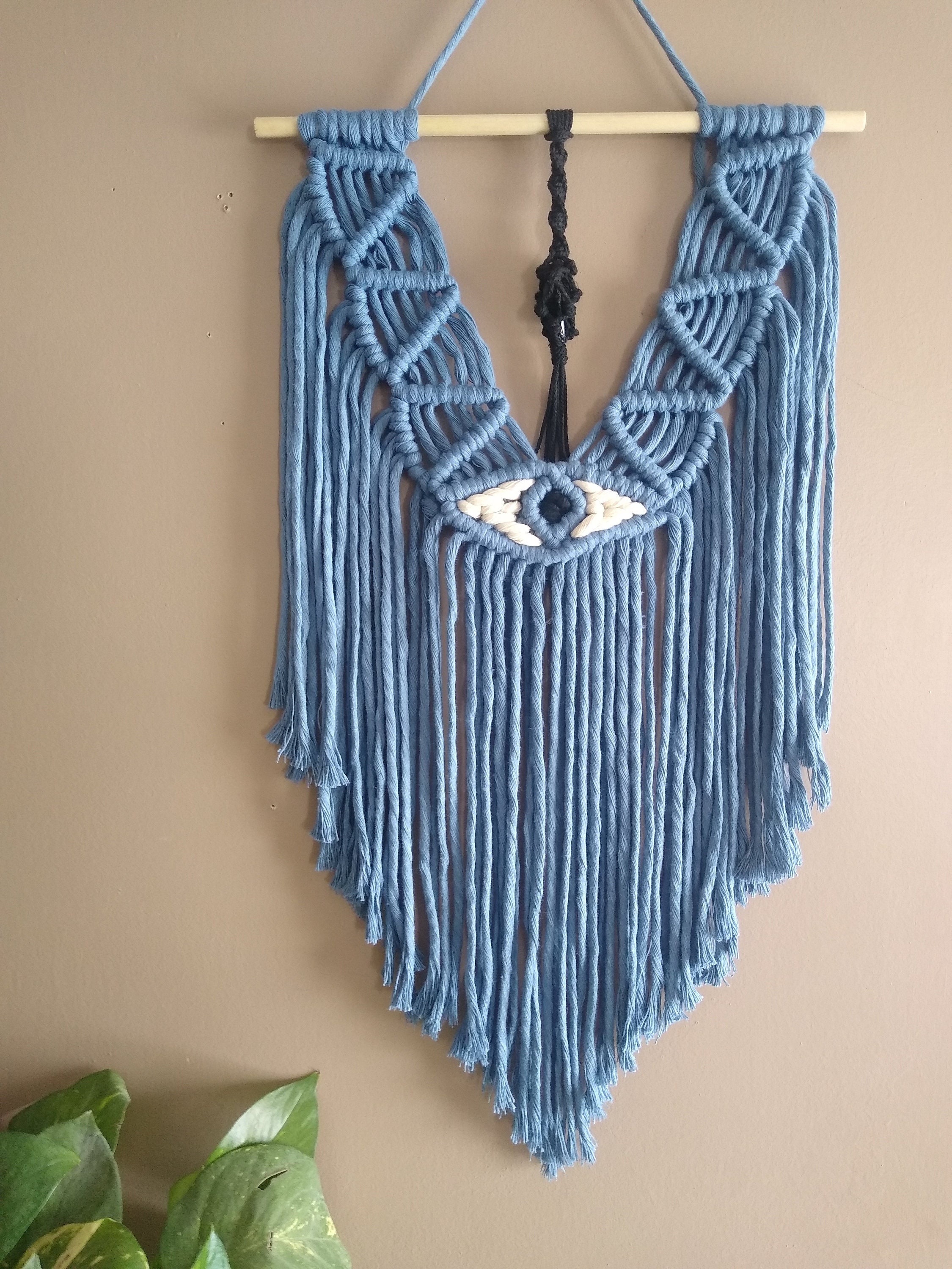 Evil Eye Macrame Wall Hanging Blue Macrame Wall Hanging | Etsy