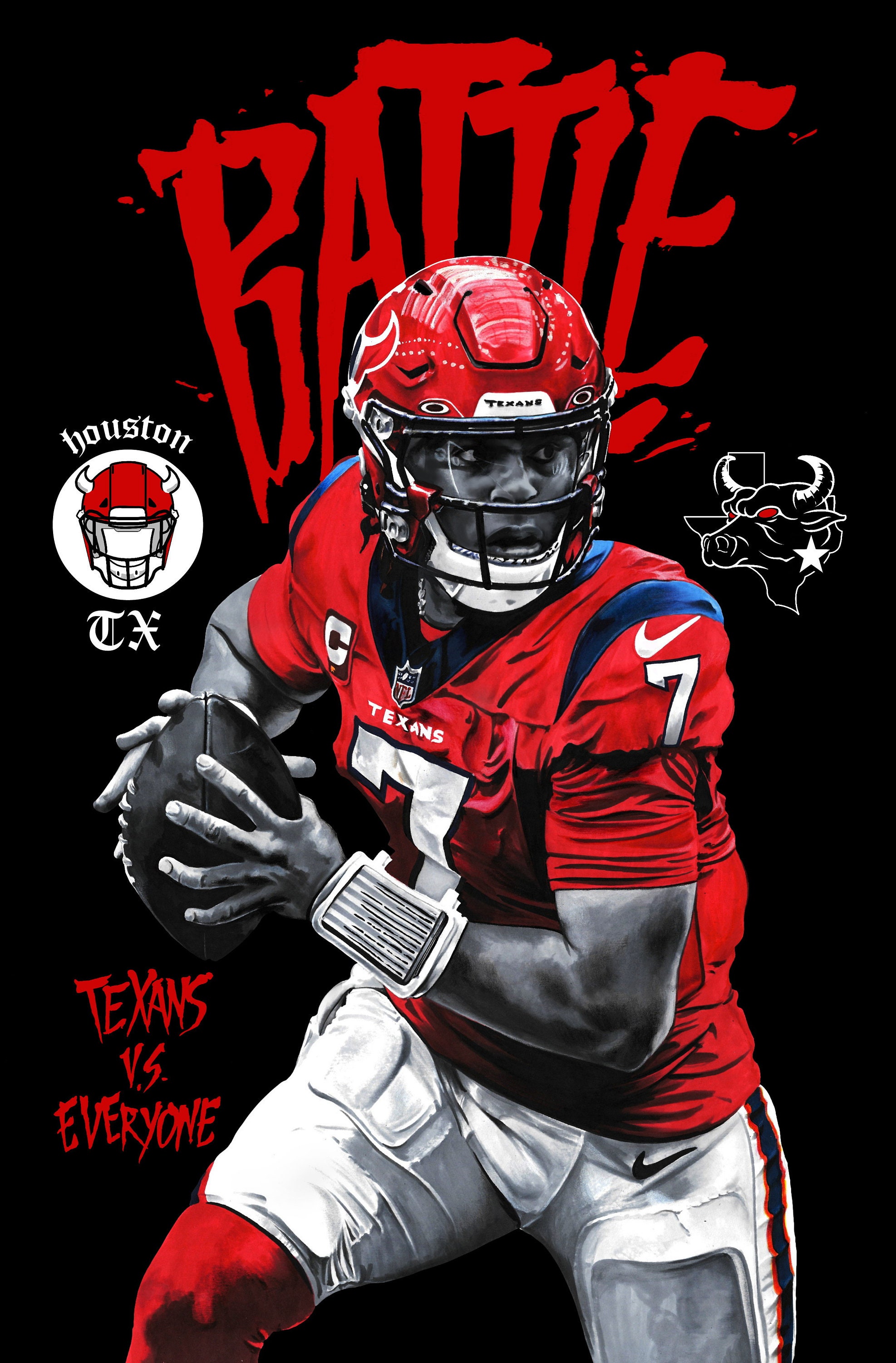 CJ Stroud "battle Red" 11x17 Art Print - Etsy