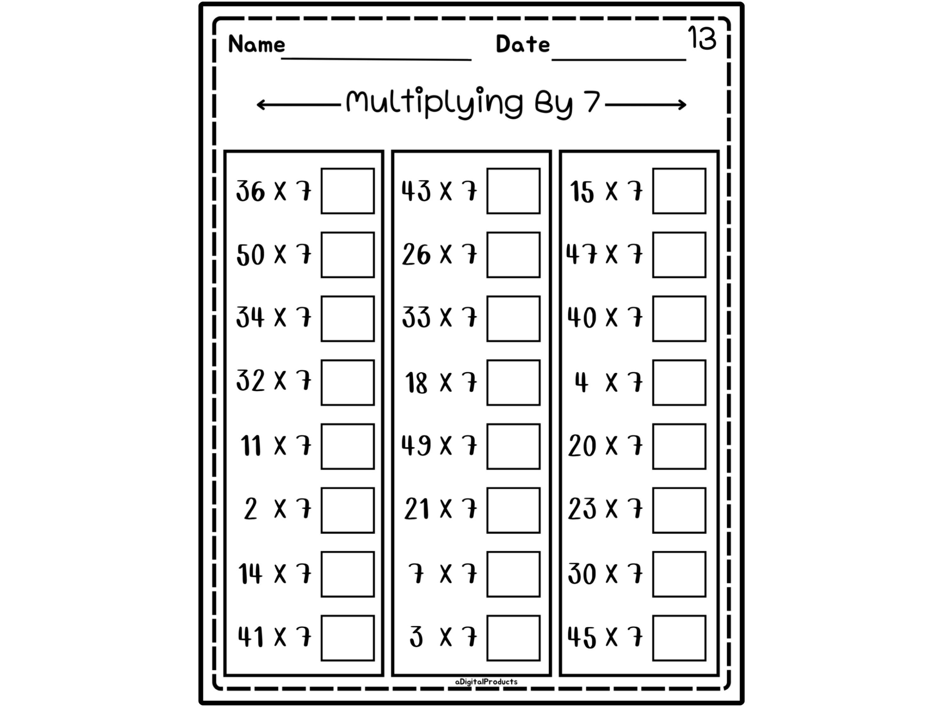48 Printable Multiplication 1-12 Worksheet With Answer Key Included - Etsy