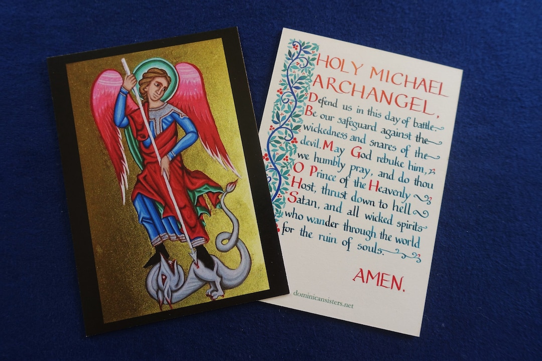 Holy Michael Archangel Prayer Card Catholic Christian Gift Religious ...