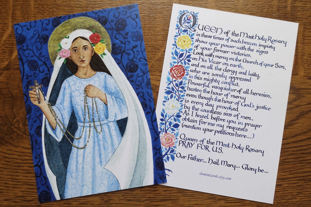 Our Lady of the Rosary Prayer Card Catholic Christian Gift Religious ...