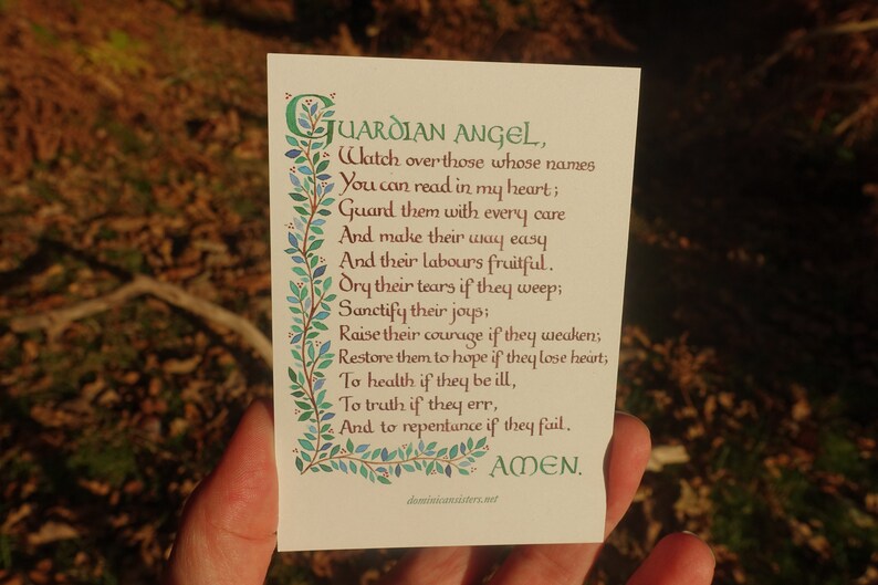 Guardian Angel Prayer Card Catholic Christian Gift - Etsy