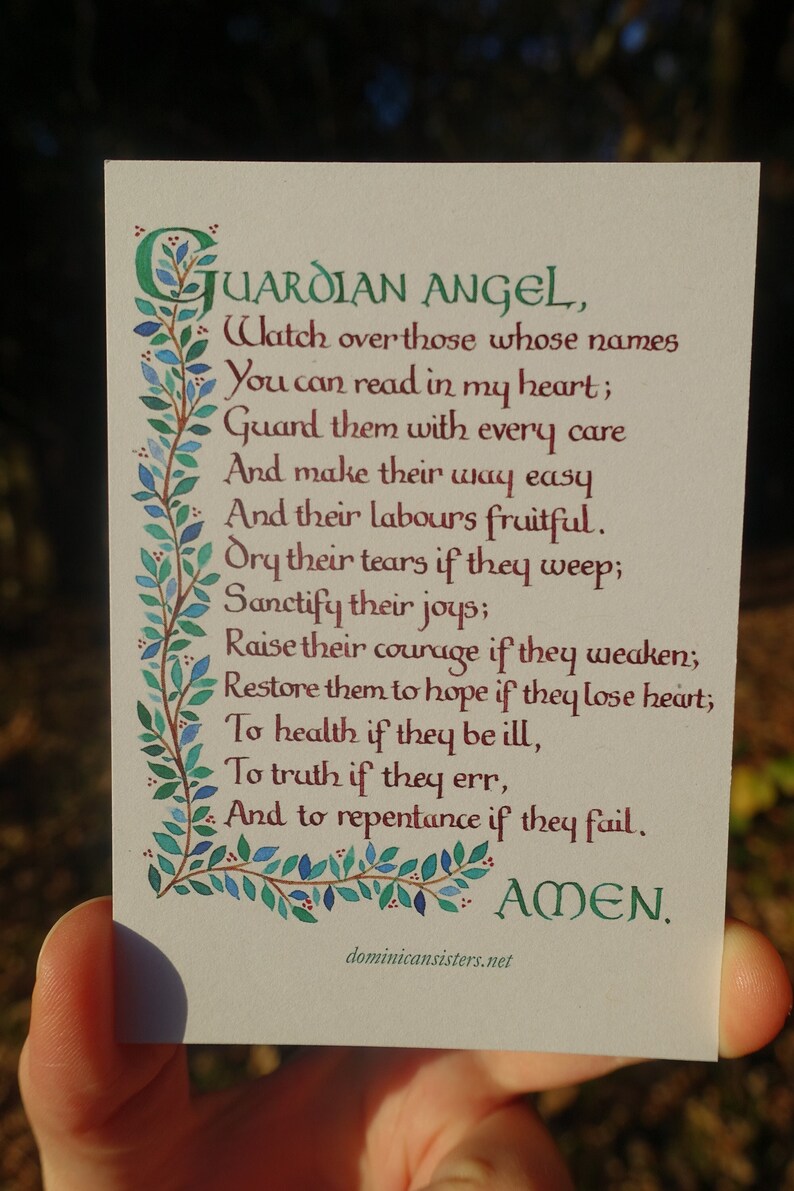 Guardian Angel Prayer Card Catholic Christian Gift - Etsy