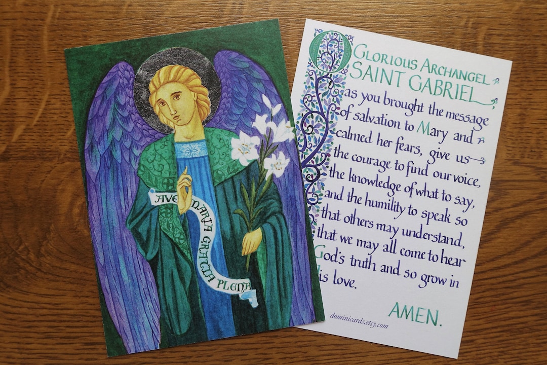 Archangel Gabriel Prayer Card Catholic Christian Gift Religious ...