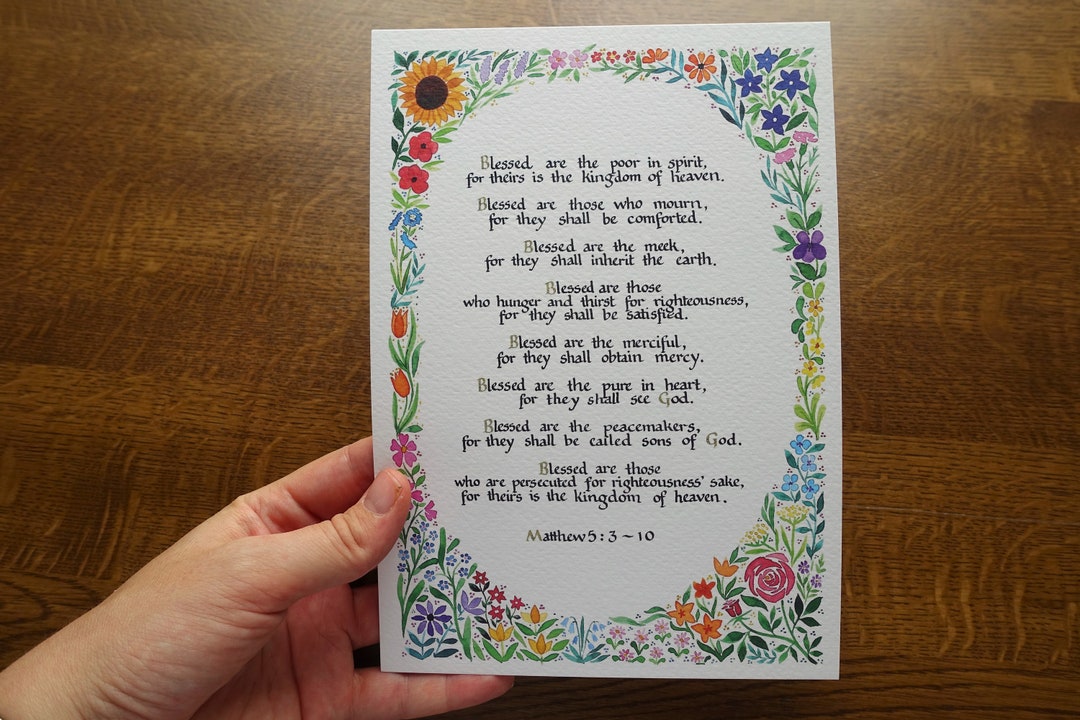 Beatitudes Postcard Print Blessed Scripture Matthew 5 Christian ...