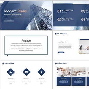 Modern Clean Business Work Report Powerpoint Template - Etsy