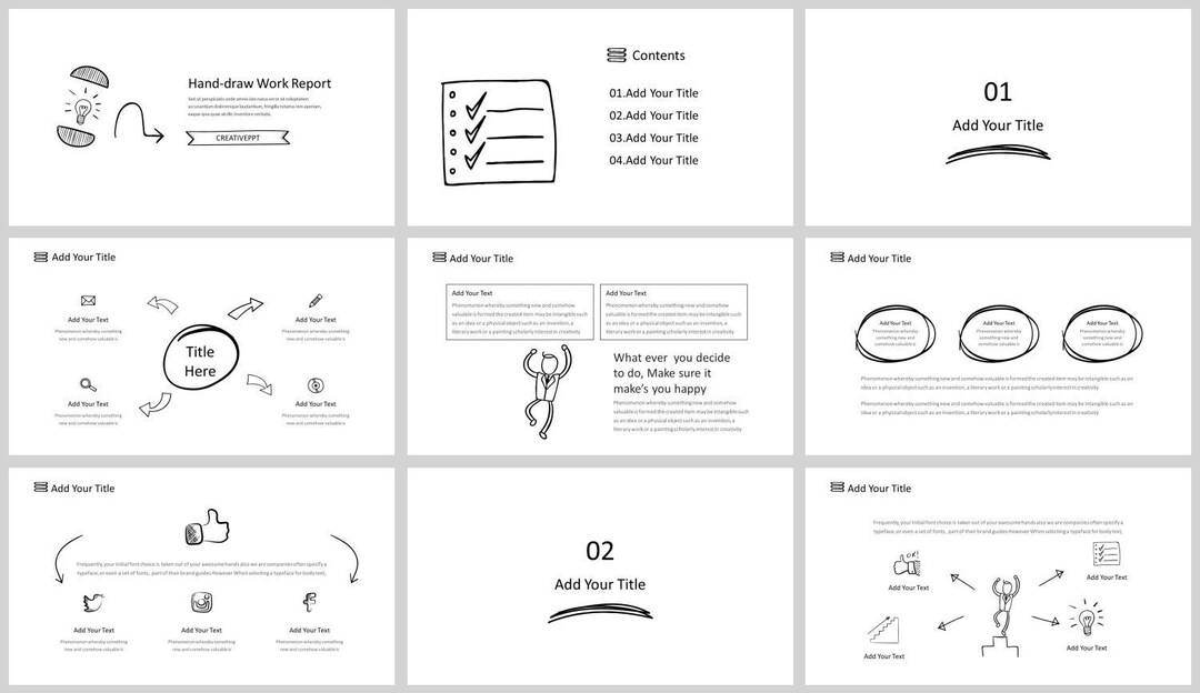 Minimal Hand Drawn Powerpoint Presentation Template - Etsy
